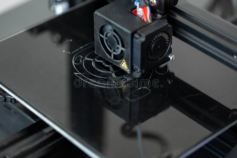 Electronic Three Dimensional Plastic 3D Printer during Work in ...