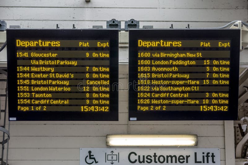 Electronic Time Table on Platform Stock Photo - Image of trains ...