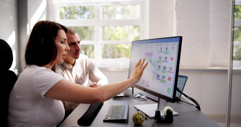 Electronic Timeline Business Schedule on Computer Stock Image - Image ...