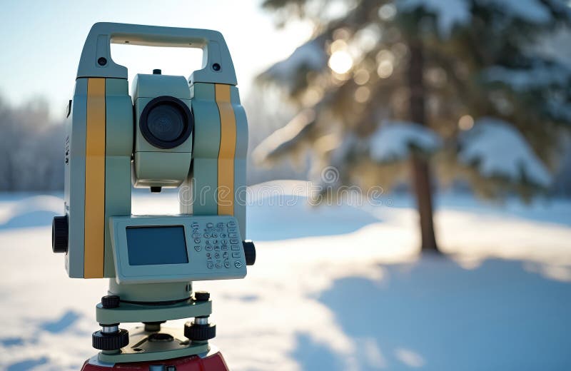 Electronic Total Station on Tripod. Instrument Performs Geodetic ...