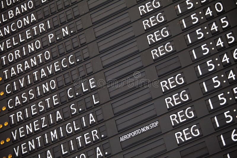 Electronic Train Timetable on Railway Station Stock Image - Image of ...