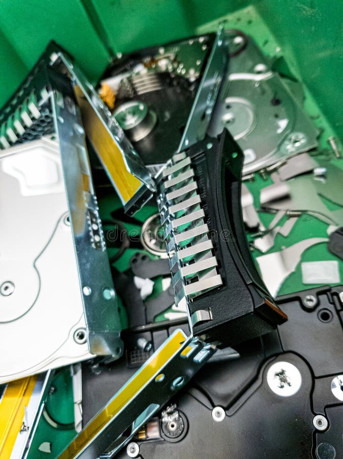 Electronic Trash with Various Destroyed Computer Components. Stock ...