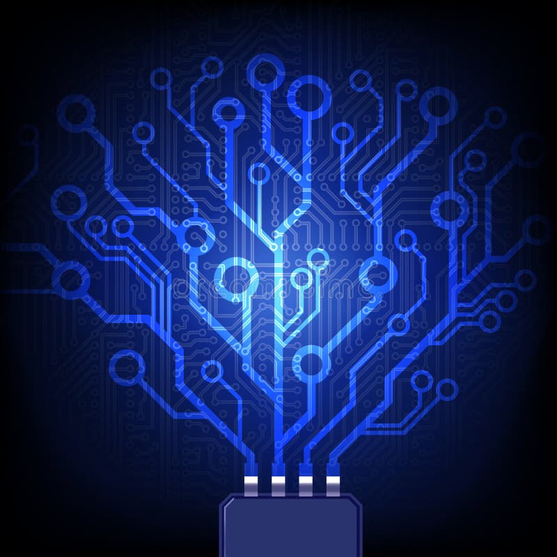 Vector Circuit Board Electronic Tree Stock Vector - Illustration of ...
