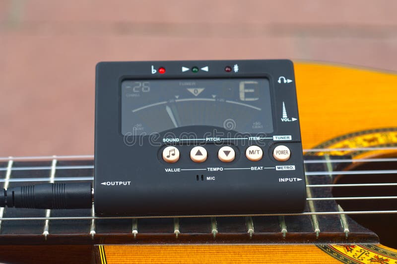 Electronic Tuner for Guitars Stock Image - Image of clip, recording ...