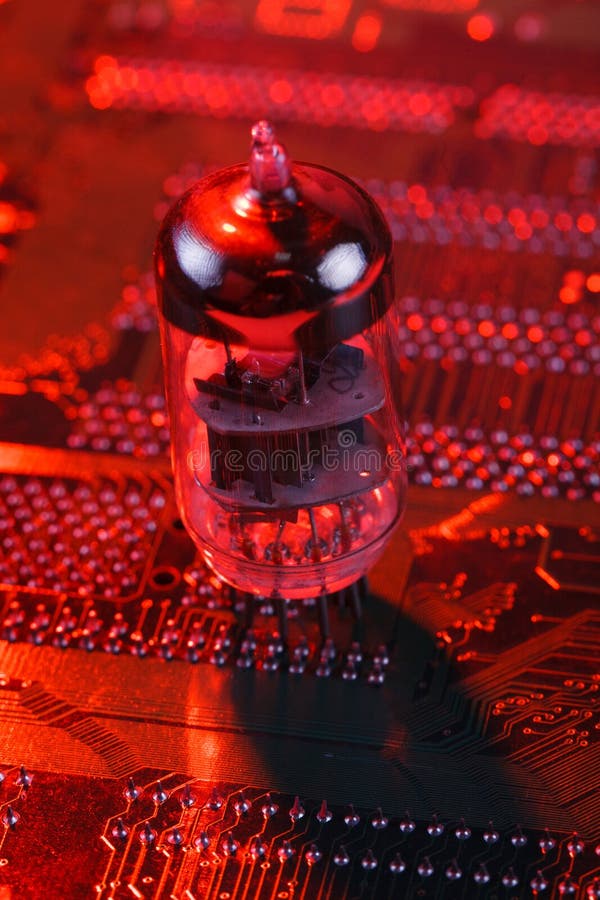 Electronic Vacuum Tube on Circuit Board Stock Image - Image of light ...