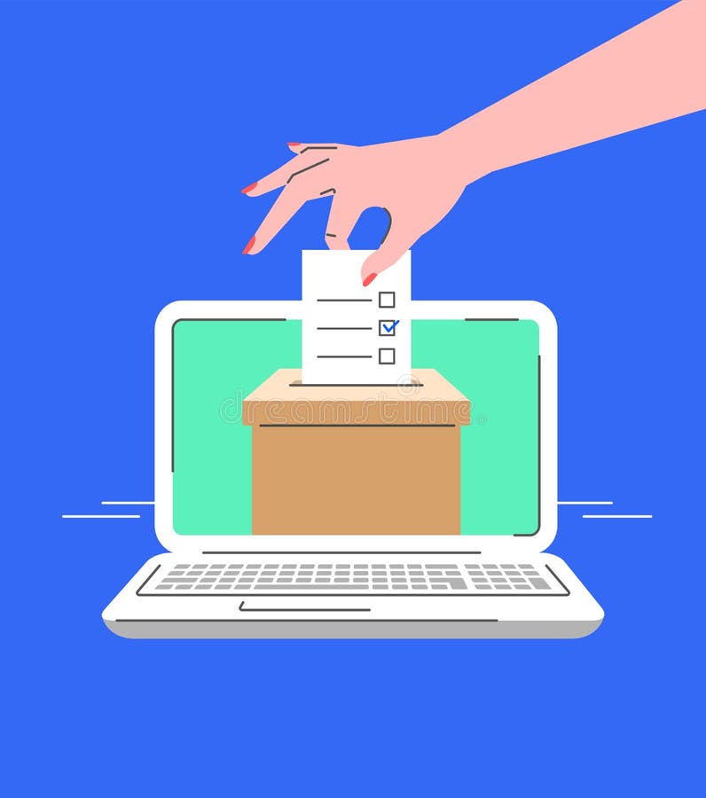 Electronic Voting by Computer Online Flat Concept Stock Vector ...