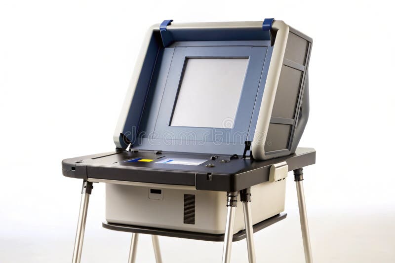 Electronic Voting Machines in a Modern Polling Station, Showcasing the ...