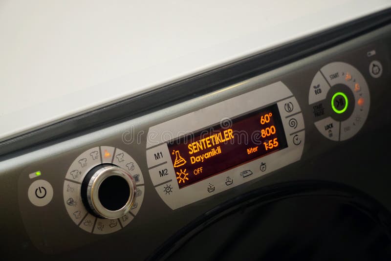 Electronic Washing Machine With Scrolling Dial And Lcd Screen Close Up ...
