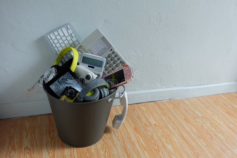 Electronic Waste Broken or Damage in Recycle Bin in the Room with White ...