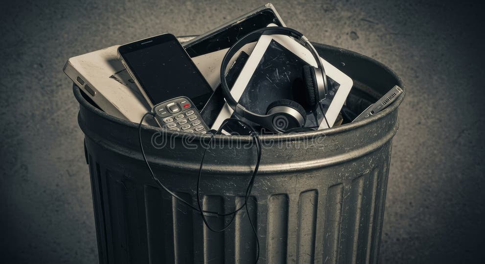 Electronic Waste Disposal Bin Discarded Electronics Obsolete Technology ...