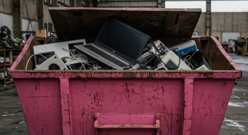Electronic Waste Disposal Bin Overflowing Overfull Dumpster Overflowing ...
