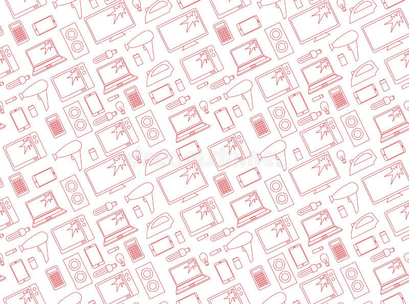 Electronic Waste Drawing Outline Seamless Pattern Wallpaper-01 Stock ...
