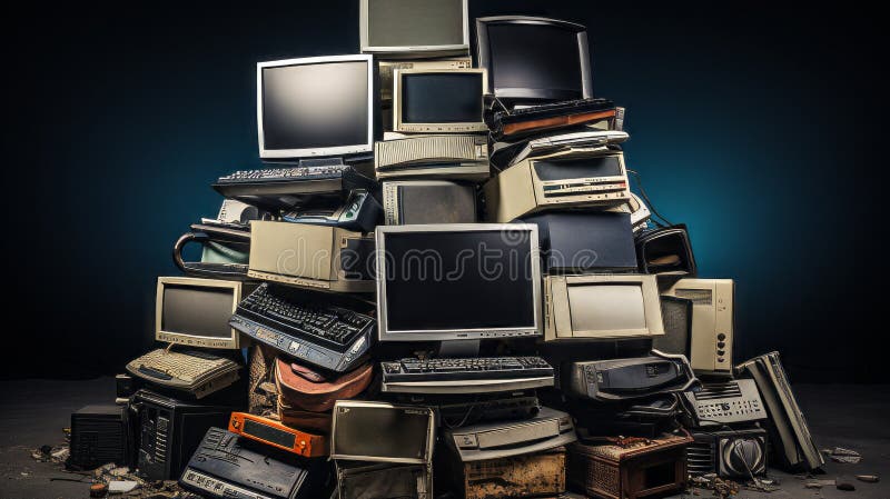 Electronic Waste, a Large Pile of Unwanted Computer Monitors and TV ...