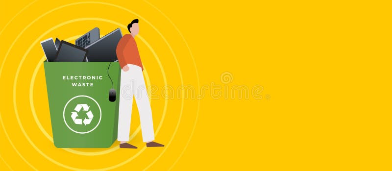Electronic Waste Management Horizontal Banner Concept. the Character ...