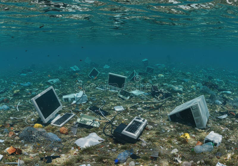 Electronic Waste Polluting Ocean Floor - Laptops, Monitors, Keyboards ...
