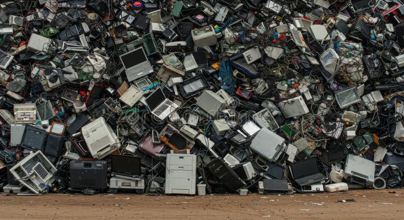 Electronic Waste Recycling Pile a Massive Pile of Discarded Electronic ...