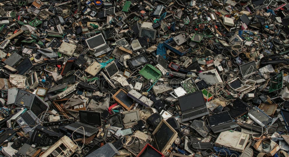 Electronic Waste Recycling Pile a Massive Pile of Discarded Electronic ...