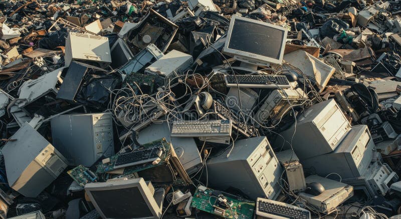 Electronic Waste Recycling Pile Mountains of Discarded Computers ...