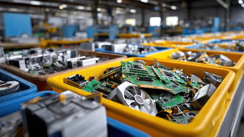 Electronic Waste Recycling Plant Showing a Variety of Computer ...