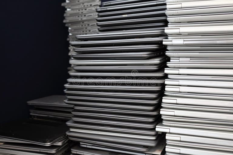 Electronic Waste - Stack of Laptops To Be Discarded Stock Image - Image ...