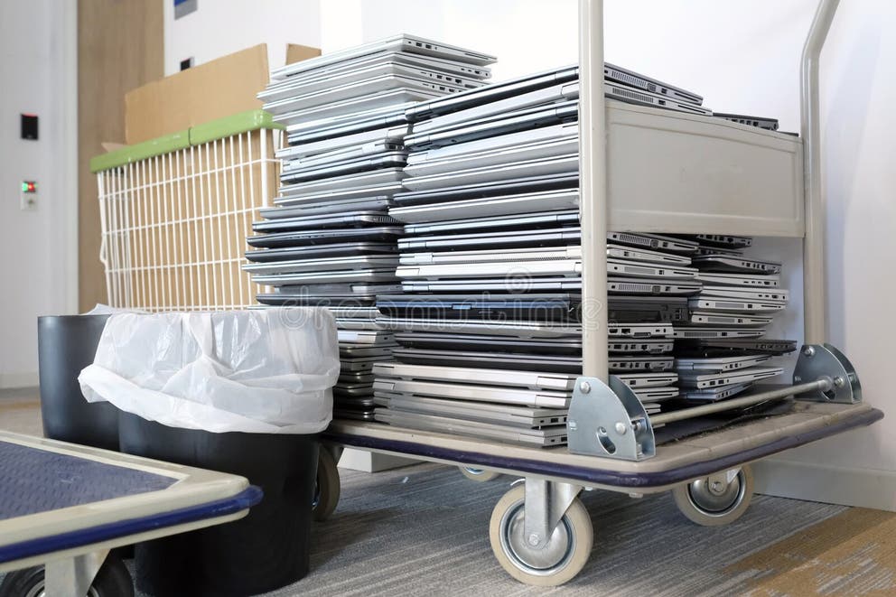 Electronic Waste - Stack of Laptops To Be Discarded Stock Photo - Image ...