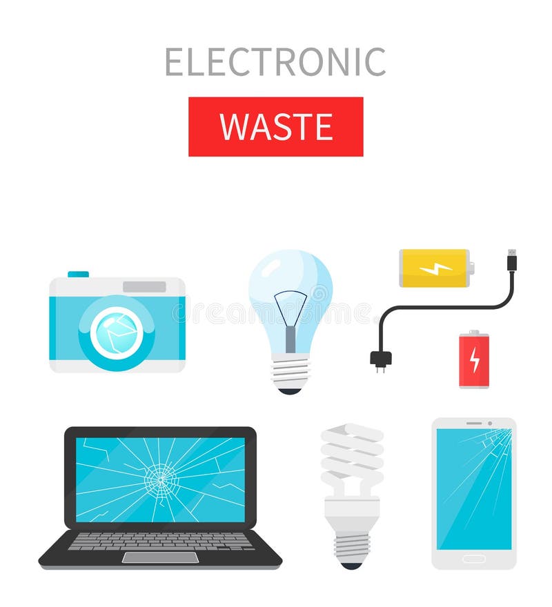 Electronic Waste Vector Illustration. Stock Vector - Illustration of ...