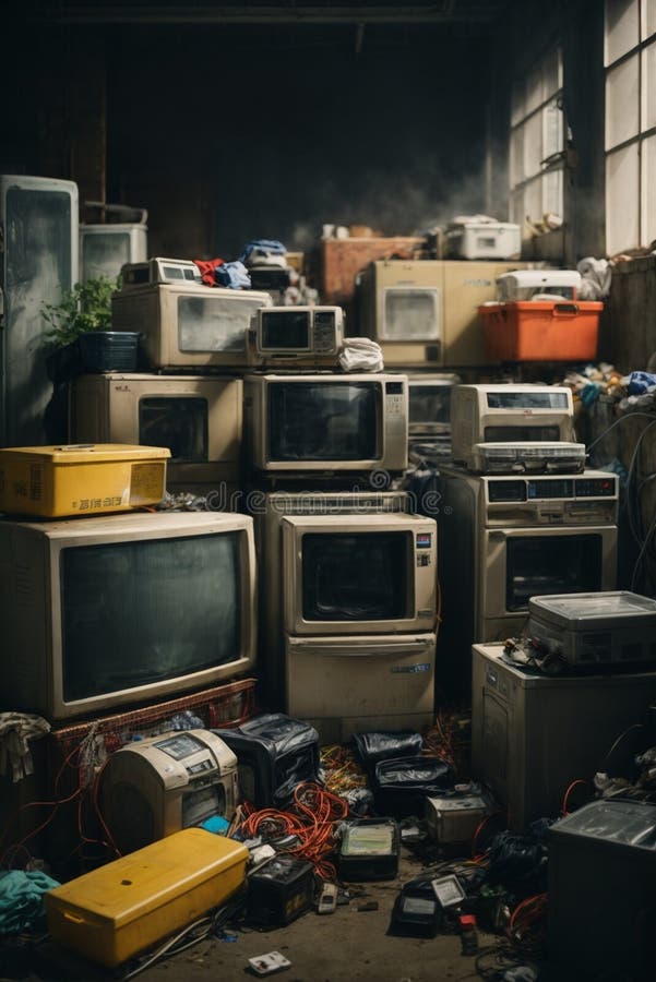 Electronic Waste Waiting for Disposal, Refrigerator Washing Machine ...