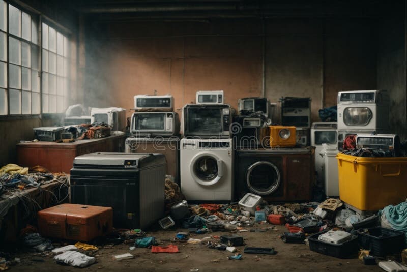Electronic Waste Waiting for Disposal, Refrigerator Washing Machine ...