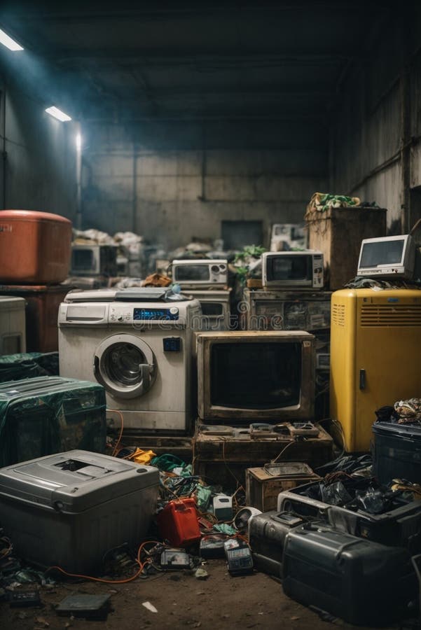 Electronic Waste Waiting for Disposal, Refrigerator Washing Machine ...