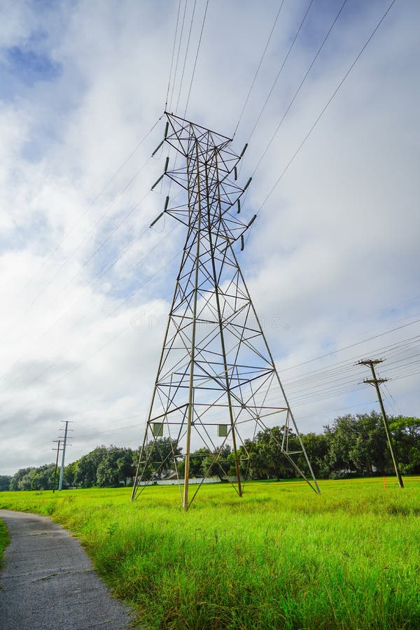 Electron Wire Tower and Blue Sky Stock Image - Image of cloud ...