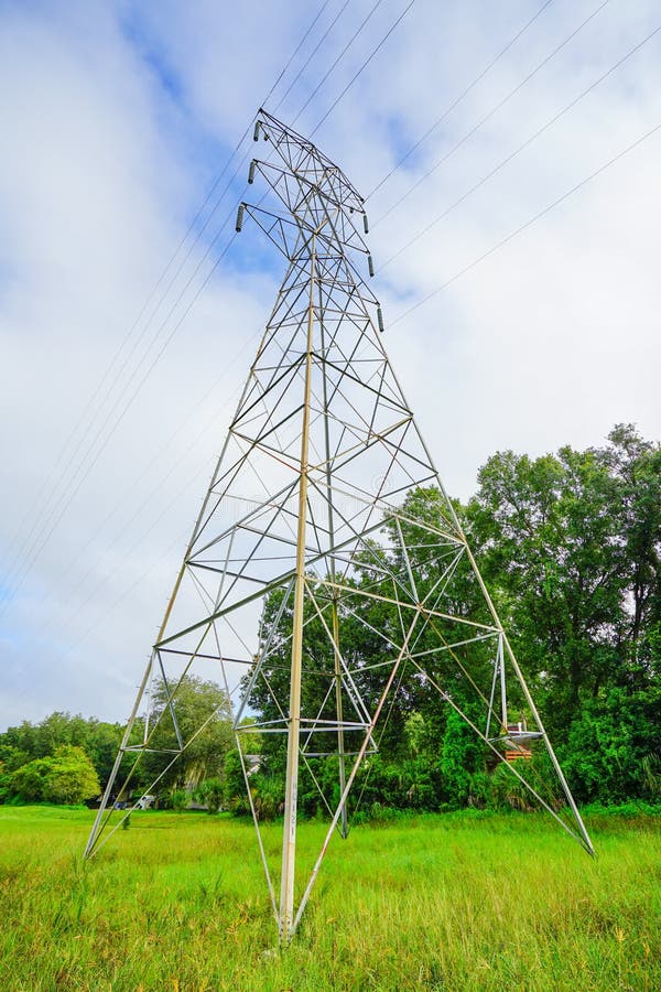 Electron Wire Tower and Blue Sky Stock Image - Image of danger, drive ...