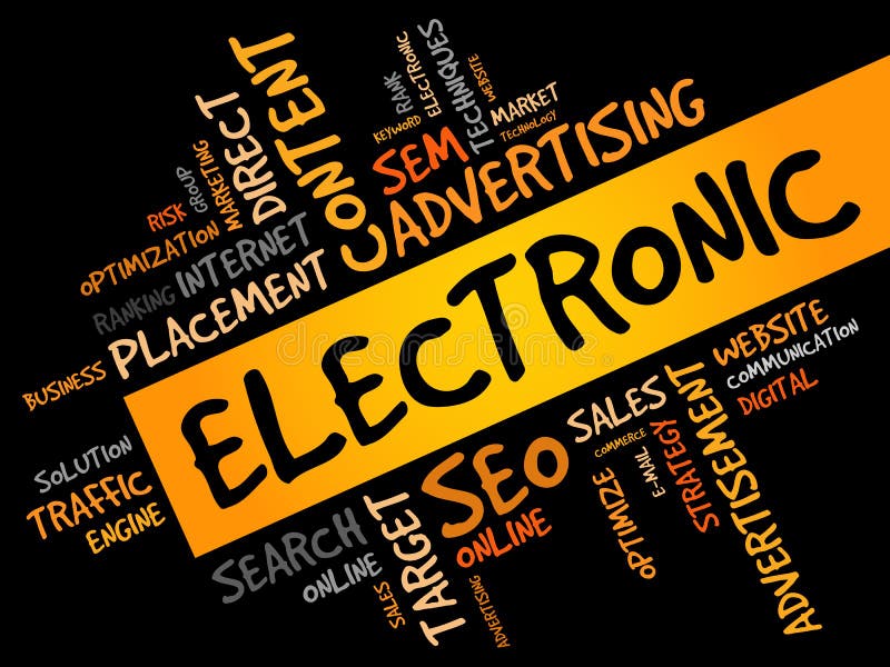 ELECTRONIC word cloud stock illustration. Illustration of access ...