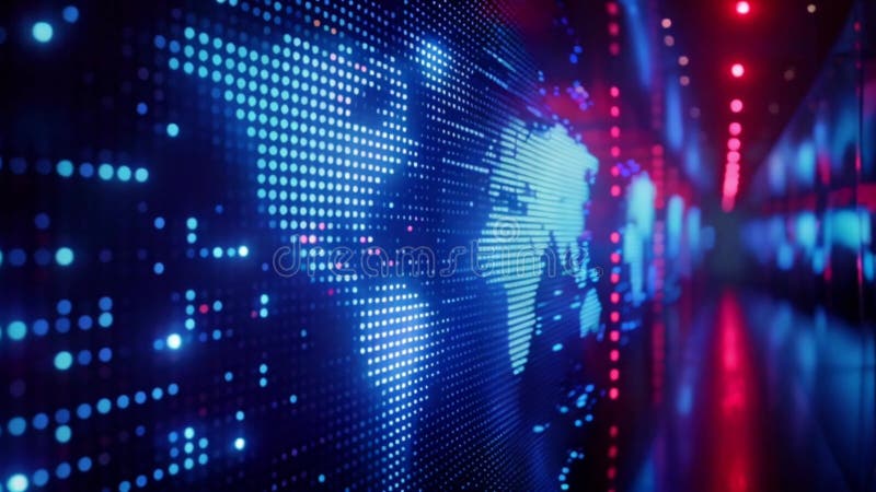 Electronic World Map on Large Video Screen Stock Video - Video of ...