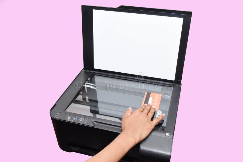 Electronic Zerox Scan Machine with Hand Pink Background Stock Image ...