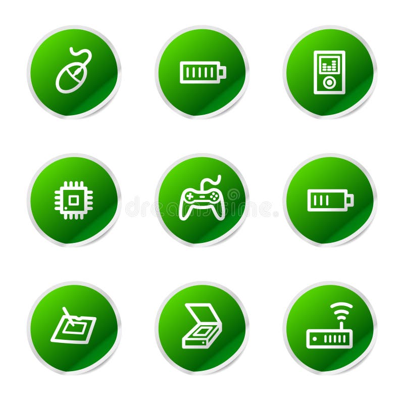 Electronics Web Icons, Green Grey Solid Icons Stock Vector ...