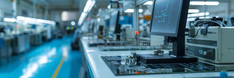 An Electronics Assembly Line with Soldering Stations and Circuit Board ...