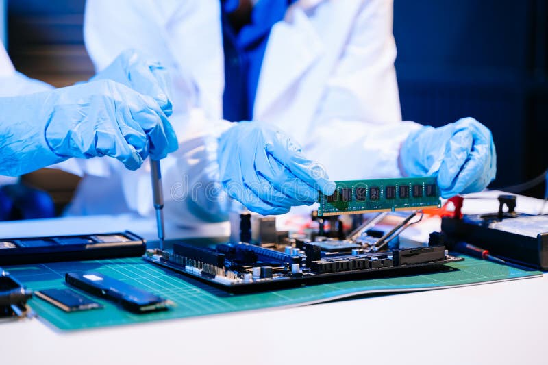 Electronics Assembly and RAM Installation with High-tech Components ...