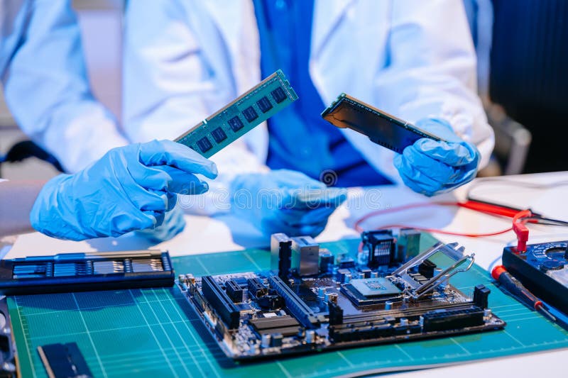 Electronics Assembly and RAM Installation with High-tech Components ...