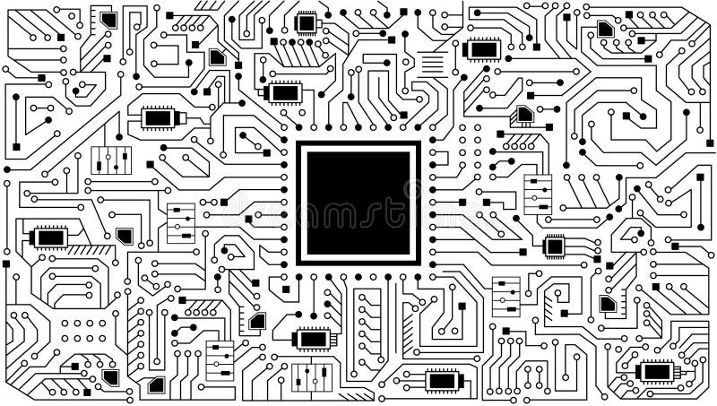 Electronics Board in Coloring Style. High Tech Circuit Board Vector ...