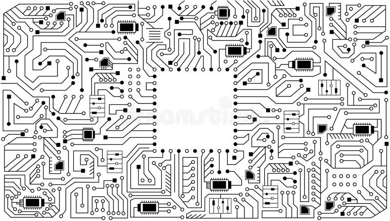 Electronics Board in Coloring Style. High Tech Circuit Board Vector ...