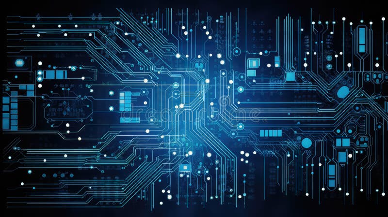 Electronics circuit blue stock illustration. Illustration of paths ...