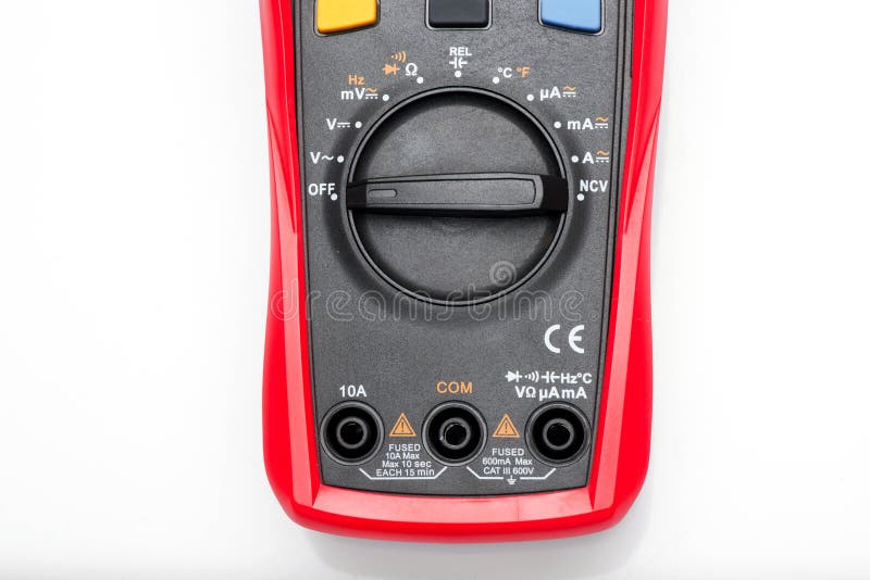 Electronic Digital Multimeter Isolated on White with Probes. Digital ...