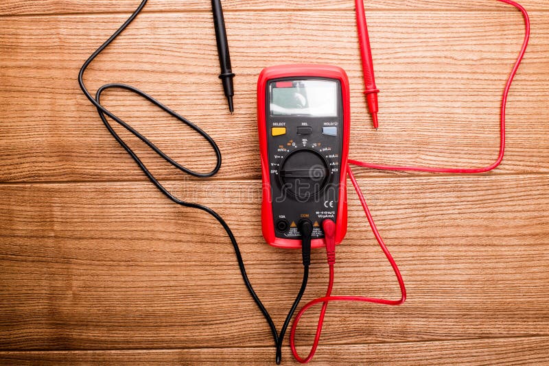 Electronic Digital Multimeter Isolated on White with Probes. Digital ...