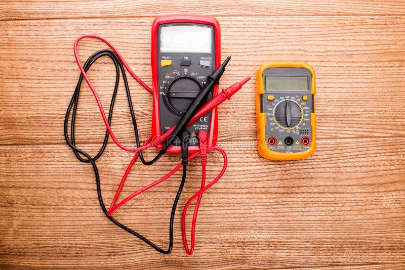 Electronic Digital Multimeter Isolated on White with Probes. Digital ...