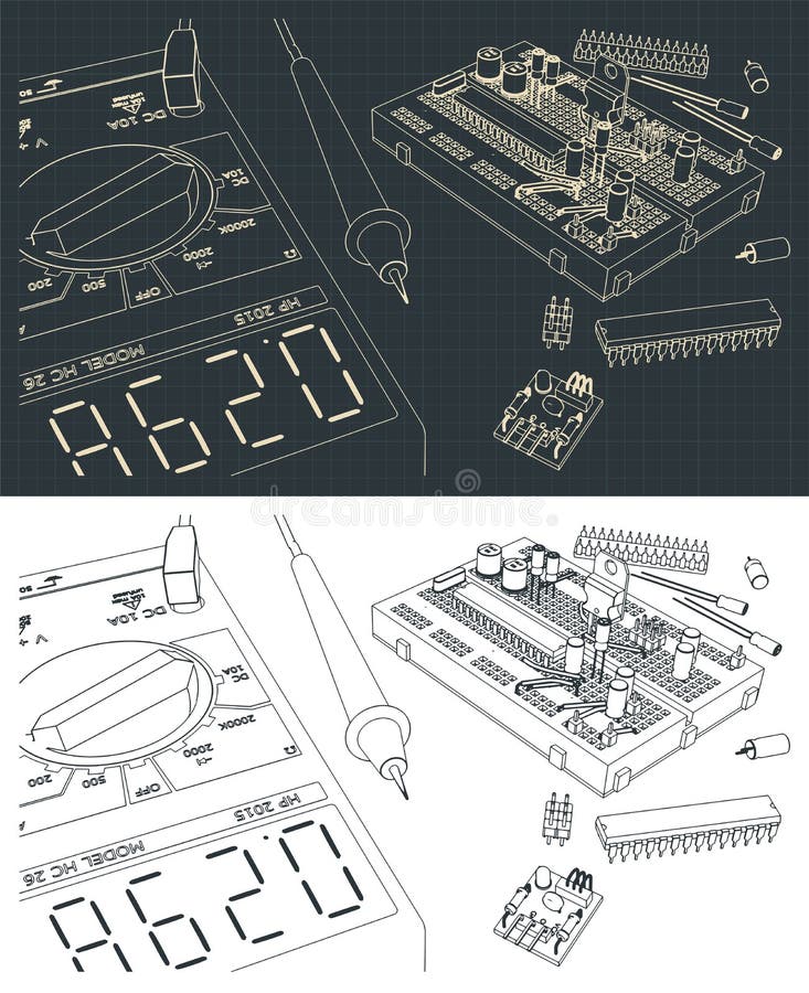 Electronics Components Kit Drawings Stock Vector - Illustration of ...