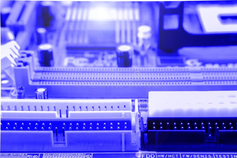 Electronics Components on Modern PC Computer Motherboard with RAM ...