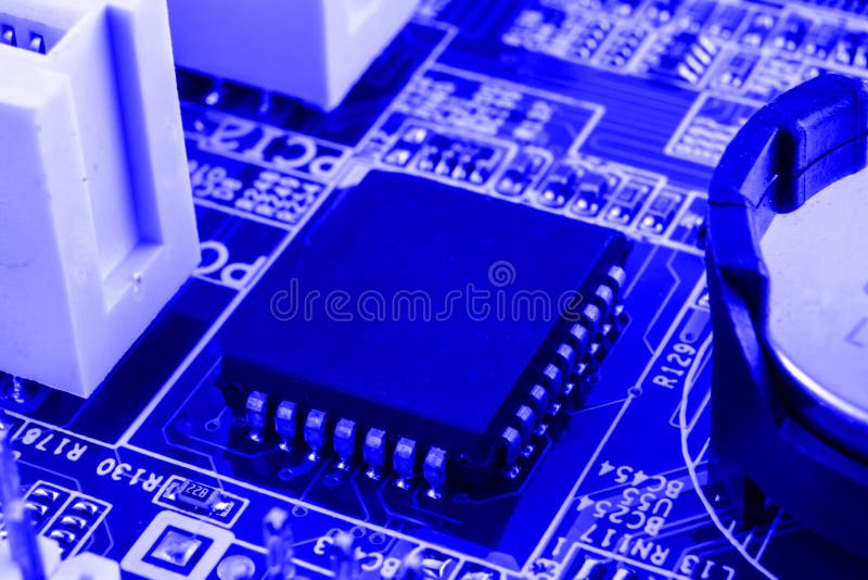 Electronics Components on Modern PC Computer Motherboard with RAM ...
