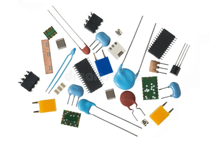 Electronics Components, White Background Stock Image - Image of group ...