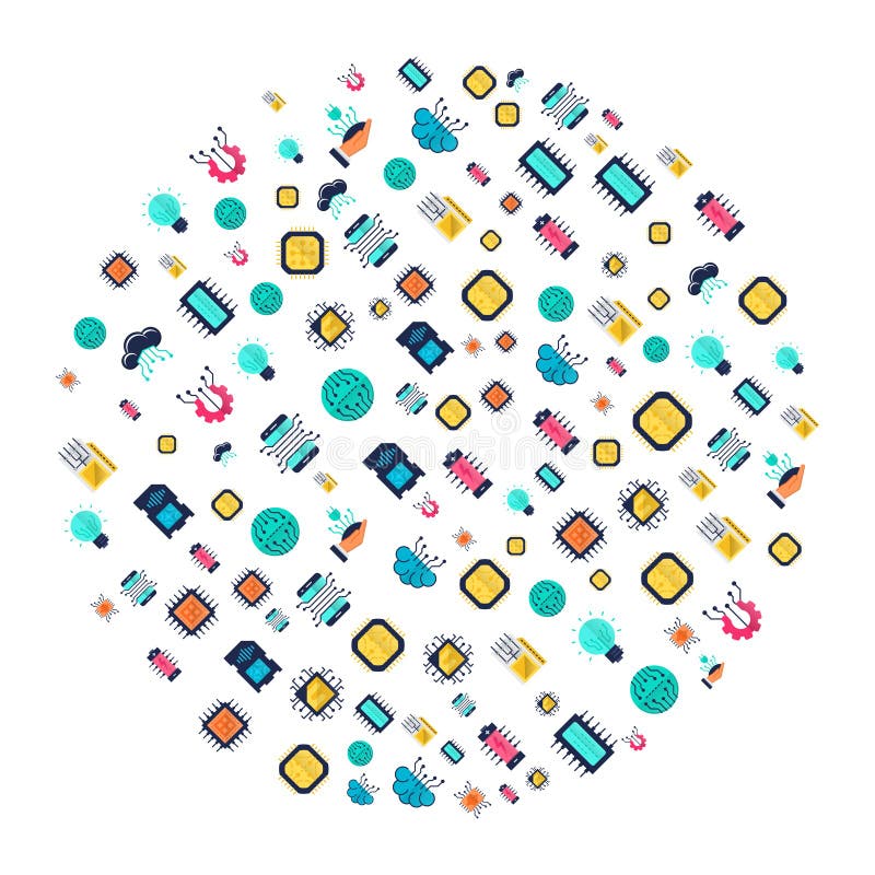 Electronics Concept in Circle with Clean and Simple Icons, Infographic ...