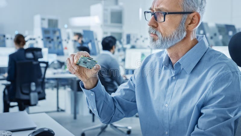 Electronics Design Factory Office: Electrical Engineer Working on ...